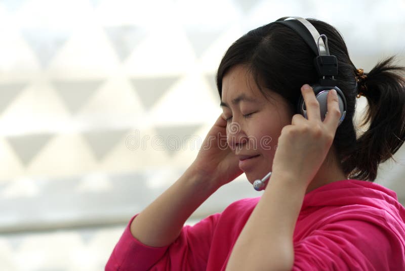 Listen to the music stock photo. Image of people, earphone - 12669516