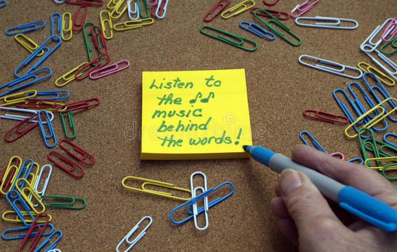 Listen to the music stock image. Image of handwritten - 16568707