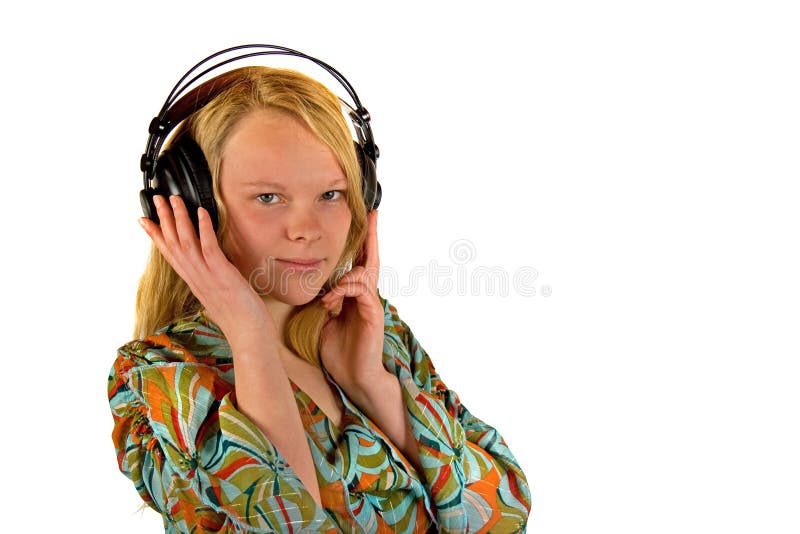 Listen to the Music stock photo. Image of portrait, beautiful - 17347062