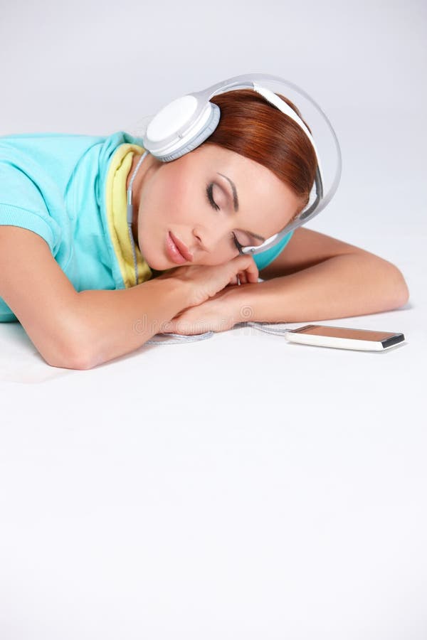 Listen to the music stock photo. Image of vertical, enjoyment - 20393614