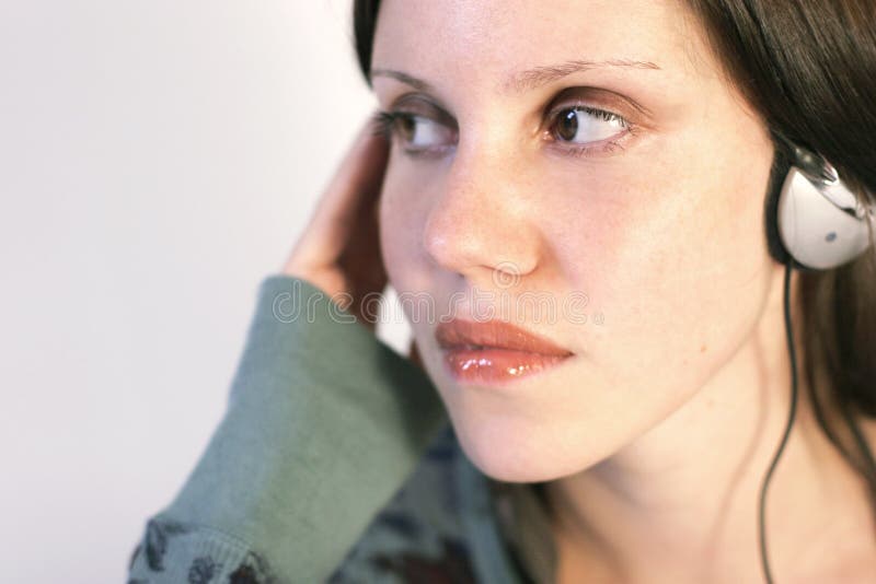 Listen to music stock photo. Image of pretty, people, stereo - 893410