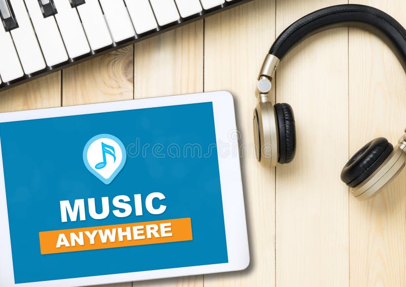 Listen To Music Anywhere from Internet Stock Photo - Image of sound ...