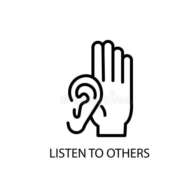 Listen To Others Thin Line Vector Icon Isolated on the White Background ...