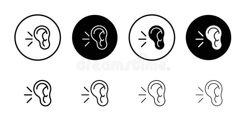 Listening Icon Flat Fill Set Collection Stock Vector - Illustration of ...
