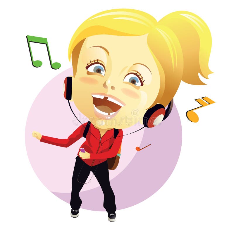 Listening music stock vector. Illustration of young, teens - 10963712