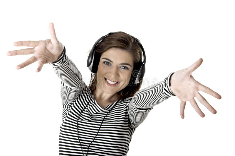 Listening music stock photo. Image of joyful, phones, attractive - 4899148