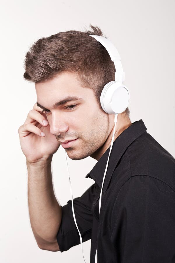 Listening Music on Headphone Stock Photo - Image of hair, youth: 21506012