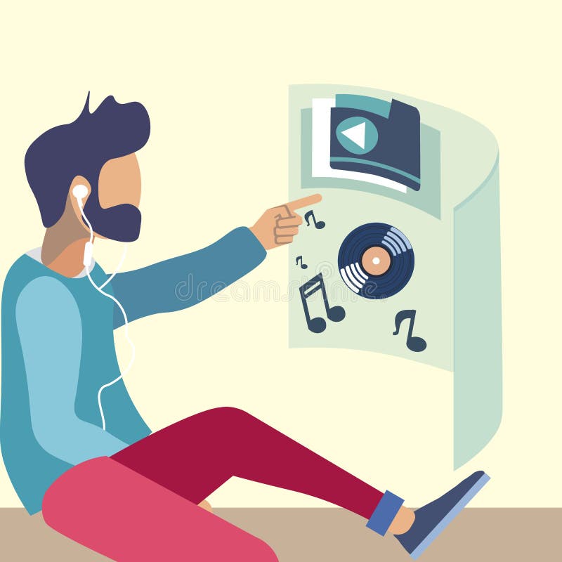 Listening Music in Virtual Reality Illustration Stock Vector ...