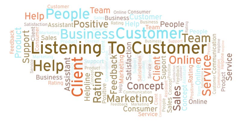 Listening To Customer Word Cloud. Stock Illustration - Illustration of ...
