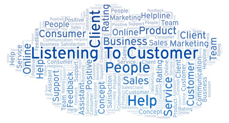 Listening To Customer Word Cloud. Stock Illustration - Illustration of ...