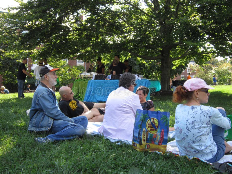 Listening to Jazz Music editorial photography. Image of lawn - 26534237