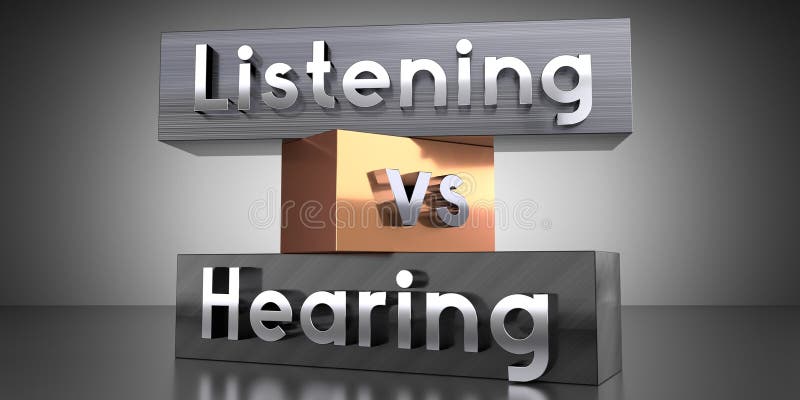 Listening Vs Hearing - Words on Metal Blocks Stock Illustration ...