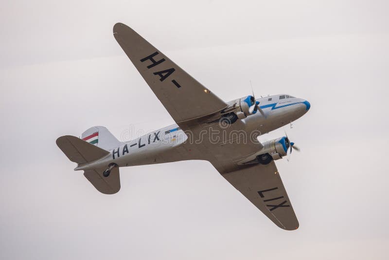 The Lisunov Li-2 Plane Performing Aerobatics at BIAS 2024. Stock Image ...