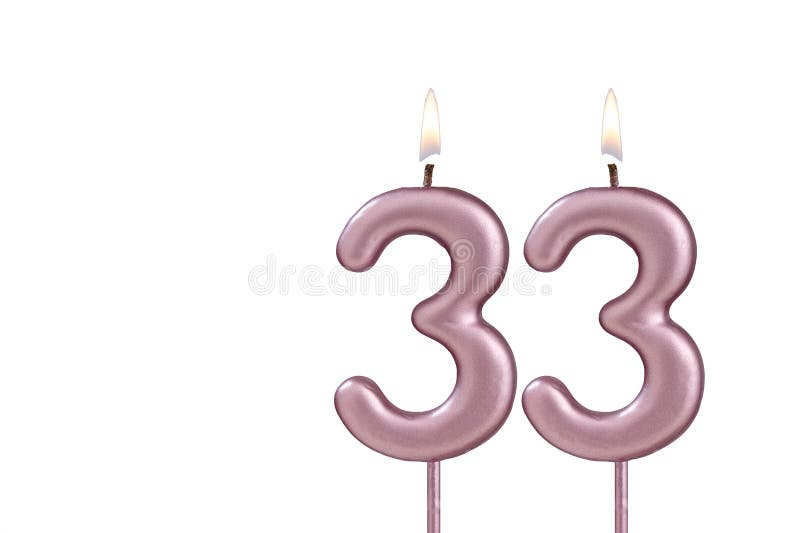 Birthday Number 33 Golden Candle White Background Stock Photos - Free ...