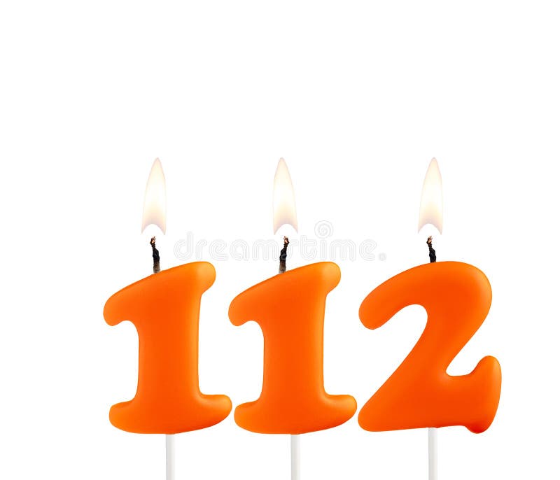 Lit Birthday Candle - Candle Number 112 on White Background Stock ...