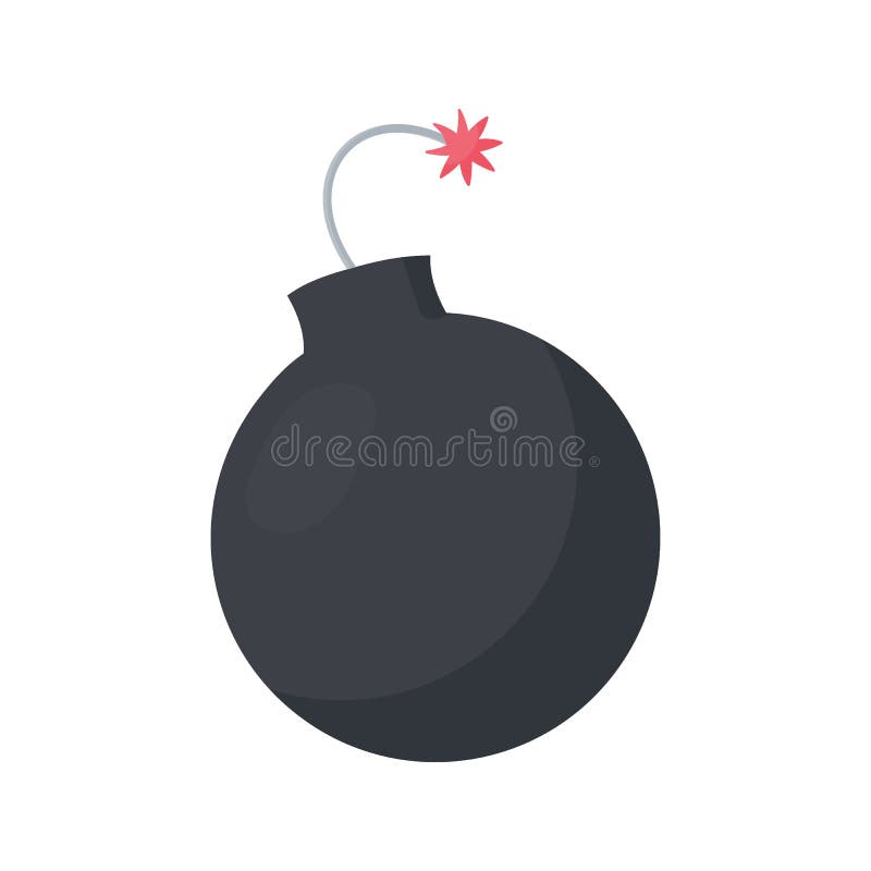 Lit bomb flat icon stock illustration. Illustration of attack - 86295972