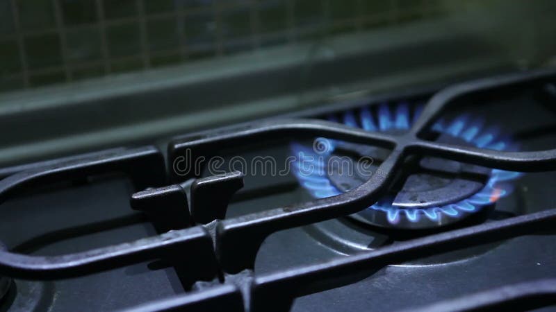 Lit Burner on the Gas Stove Stock Video - Video of surface, hotplate ...