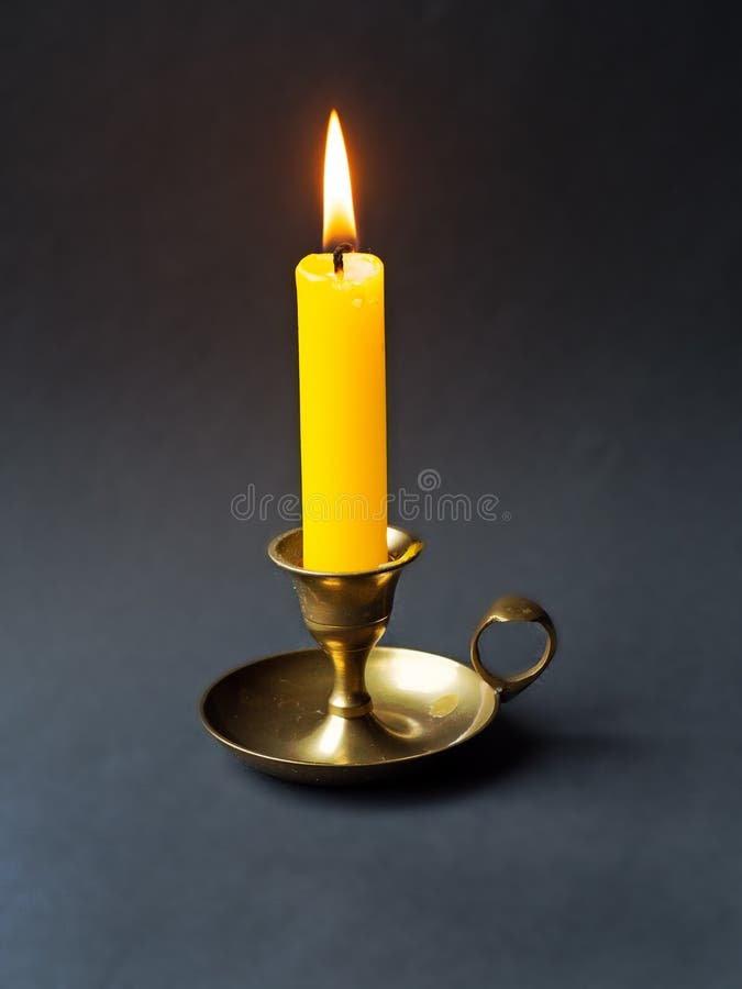 A Single Candle in a Candlestick Stock Photo - Image of candelabrum ...