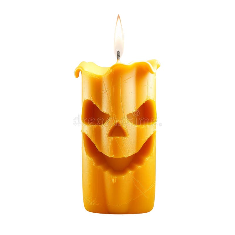 A Lit Candle with a Carved Jack-o -Lantern Face Stock Photo ...