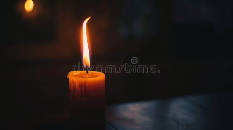 Lit Candle in Dark Room with Subtle Illumination, Serenity and Solitude ...