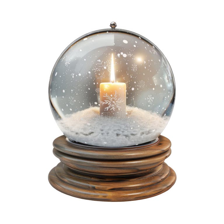 A Lit Candle Inside a Snow Globe with Snowflakes Stock Image ...