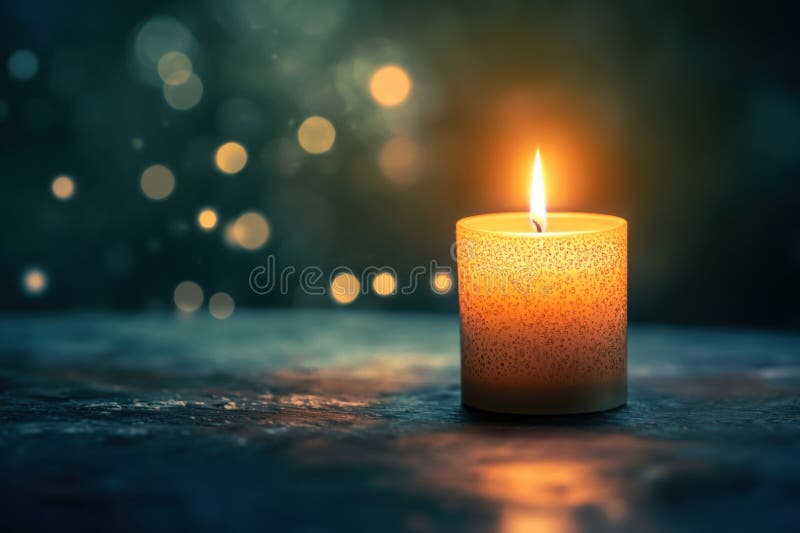 Elegant Candle Lit for Remembrance Amid Softly Glowing Lights in a ...