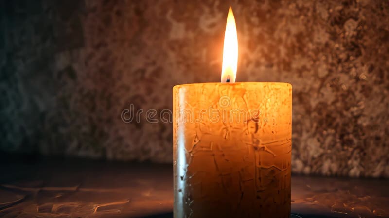 Lit Candle on a Textured Surface Casting Shadow Stock Video - Video of ...