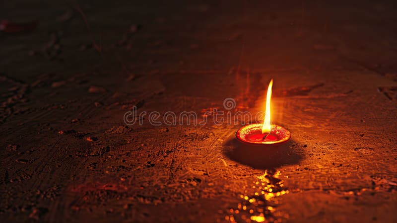 A Lit Candle on a Textured Surface in a Dark Setting, Stock ...
