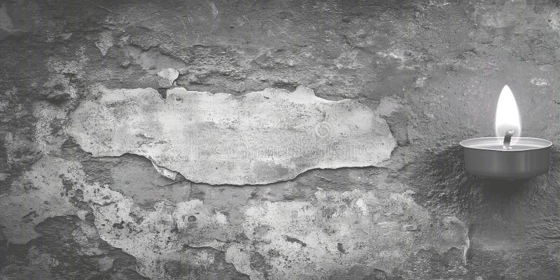 Lit Candle on Weathered Stone Wall Background Grunge Texture ...