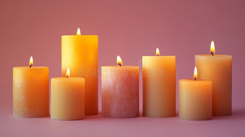 Lit Candles Arranged in Ascending Order of Height Stock Illustration ...