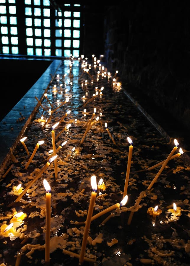 Group Of Lit Church Candles. Stock Image - Image of color, memorial ...