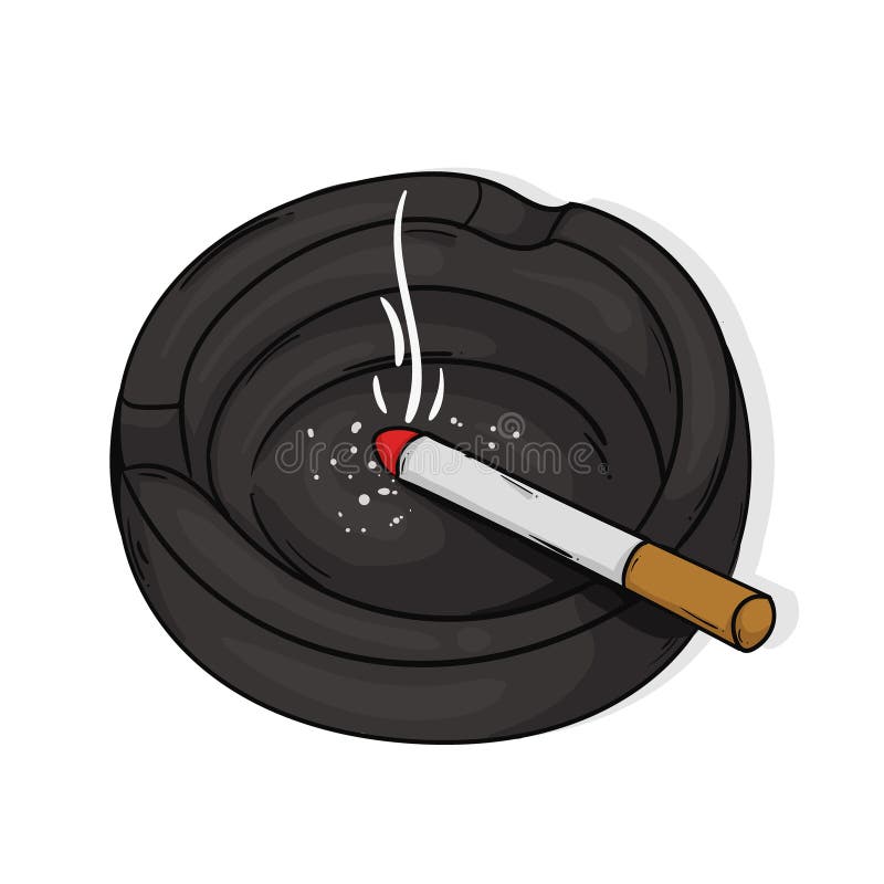 A Lit Cigarette in an Ashtray Stock Illustration - Illustration of ...