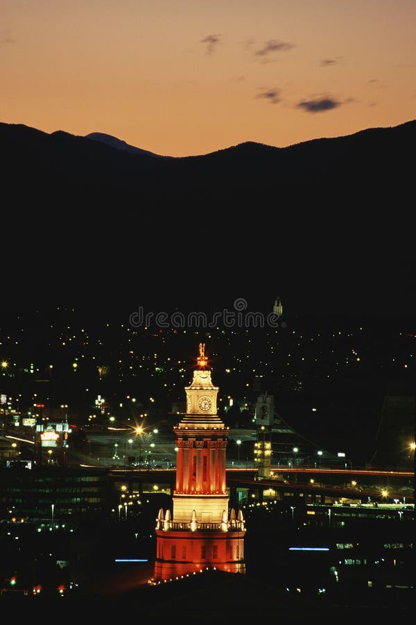 Lit clock tower editorial image. Image of color, scenic - 23161395