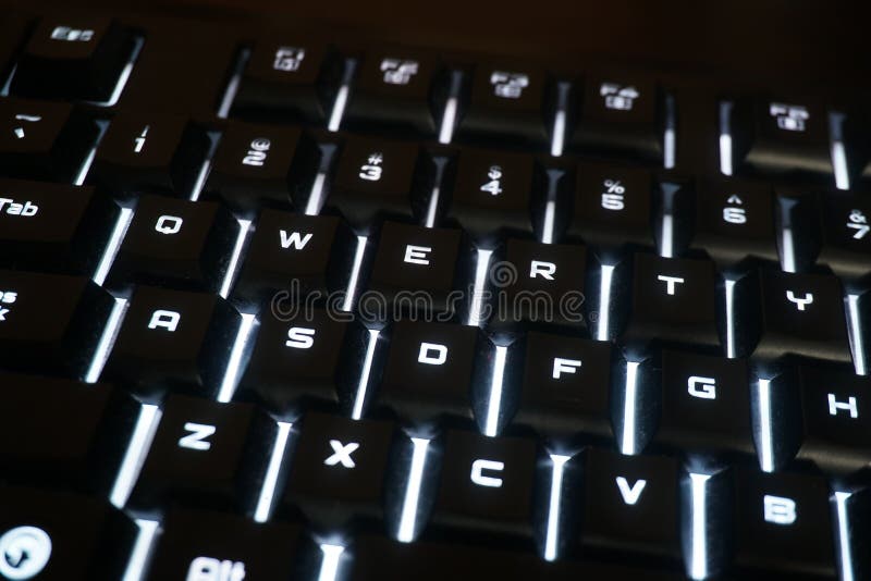 Lit Computer Keyboard Close-up Stock Photo - Image of button, keyboard ...