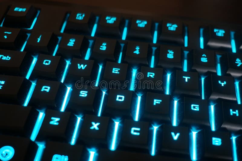 Lit Computer Keyboard Close-up Stock Image - Image of keys, office ...