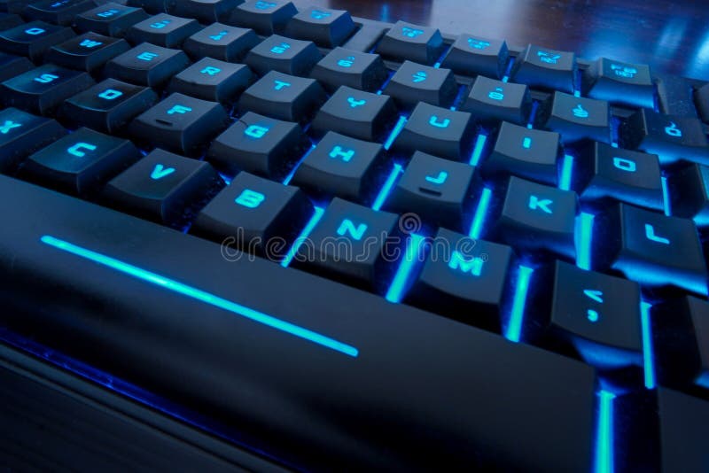 Lit Computer Keyboard Close-up Stock Photo - Image of conceptual ...