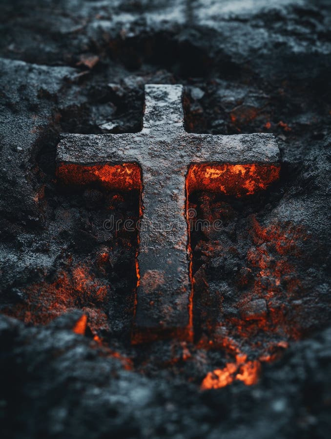 Lit Cross in Dark stock image. Image of spirituality - 376494905
