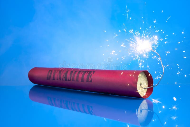 Dynamite Stick on a Blue Background Stock Image - Image of power ...