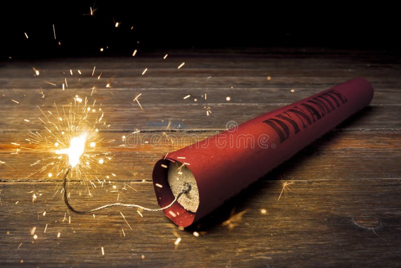 Lit Dynamite Stick on the Floor Stock Image - Image of detonating ...