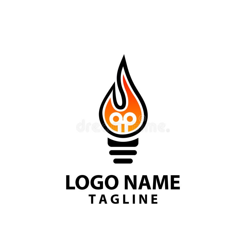 Lamp Fire Logo Design Vector Stock Illustration - Illustration of lamp ...