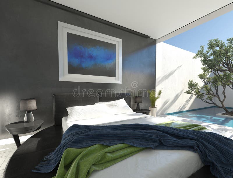 Lit En Cuir Moderne Sur Un Socle Rond Illustration Stock - Illustration ...