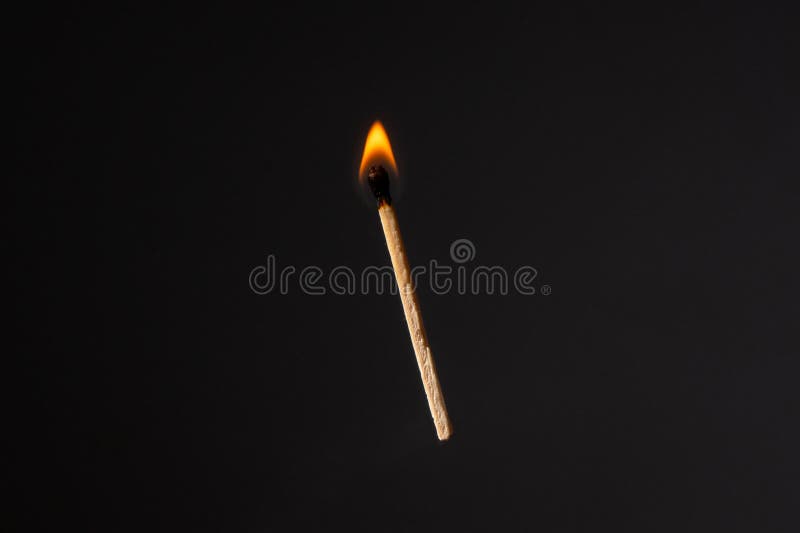 Lit Falling Match on a Black Background Stock Image - Image of single ...