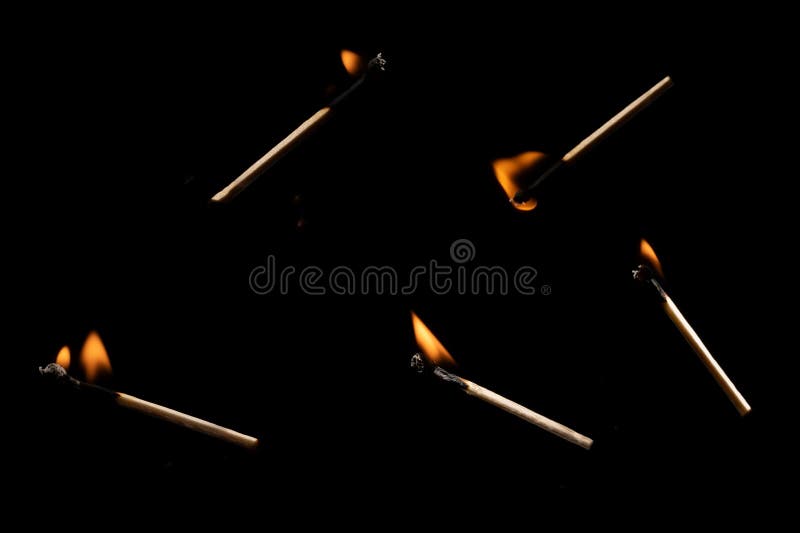 Lit Falling Match on a Black Background Stock Image - Image of darkness ...
