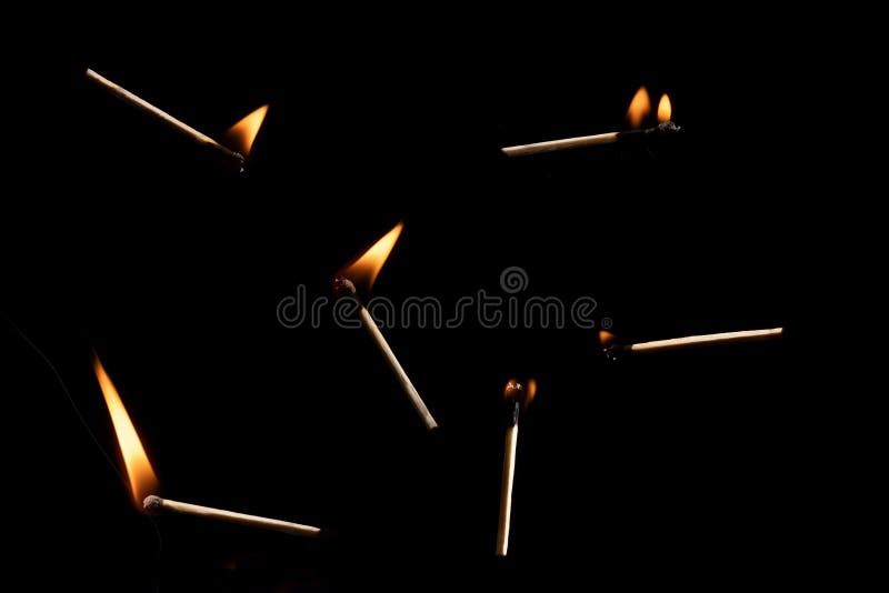 Lit and Falling Match on a Black Background Stock Photo - Image of ...