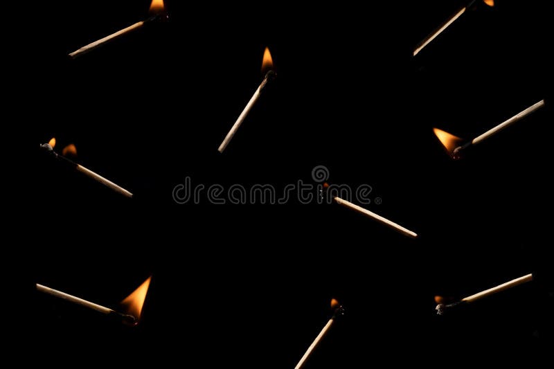 Lit Falling Match on a Black Background Stock Image - Image of natural ...