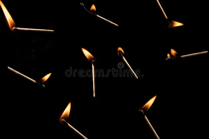 Lit and Falling Match on a Black Background Stock Photo - Image of ...