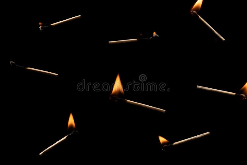 Lit Falling Match on a Black Background Stock Image - Image of ignite ...