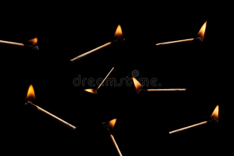Lit Falling Match on a Black Background Stock Image - Image of ignite ...