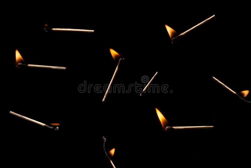 Lit Falling Match on a Black Background Stock Photo - Image of abstract ...
