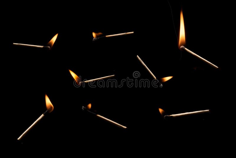 Lit Falling Match on a Black Background Stock Image - Image of resource ...
